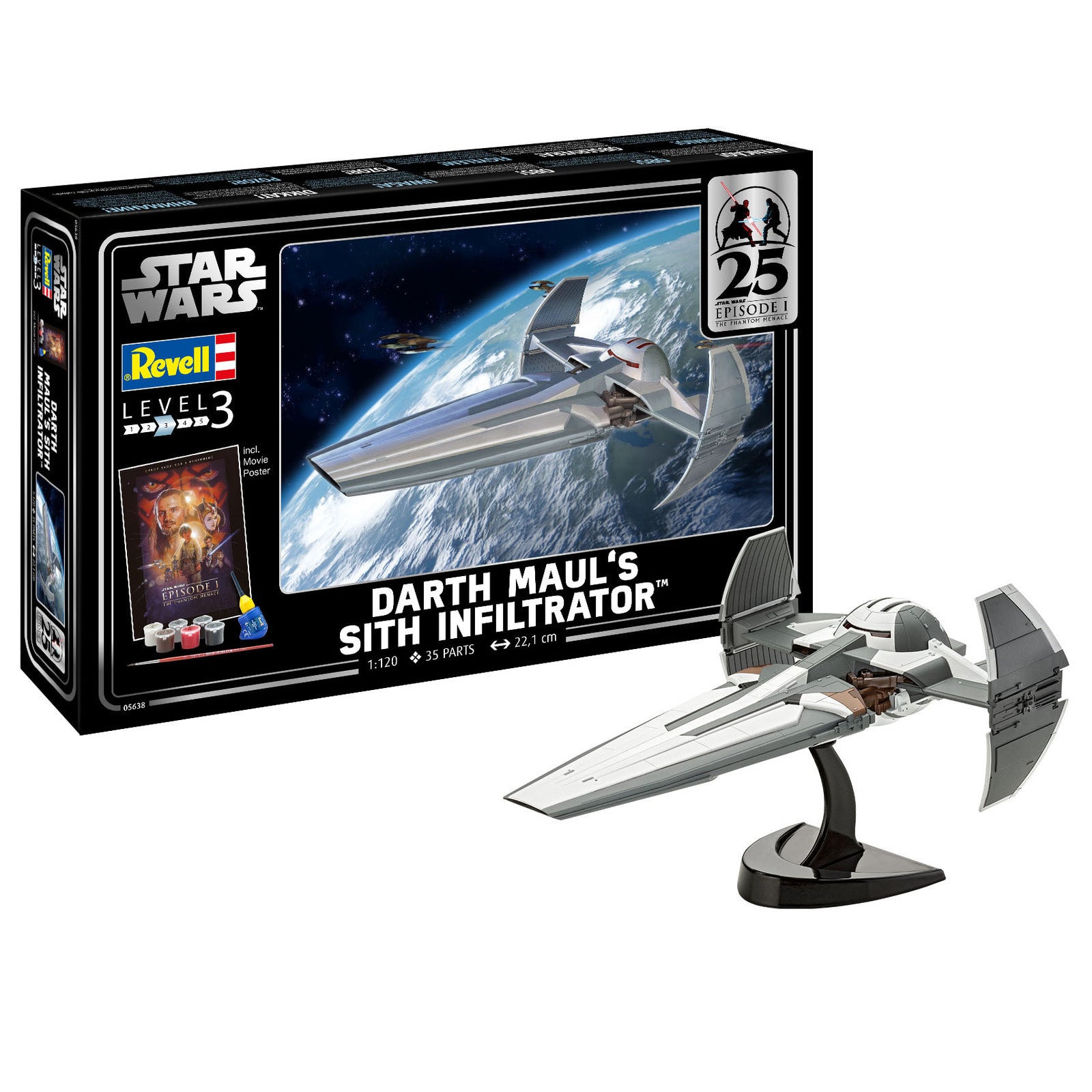 Revell Star Wars Darth Maul's Sith Infiltrator Gift Set Spacecraft ...