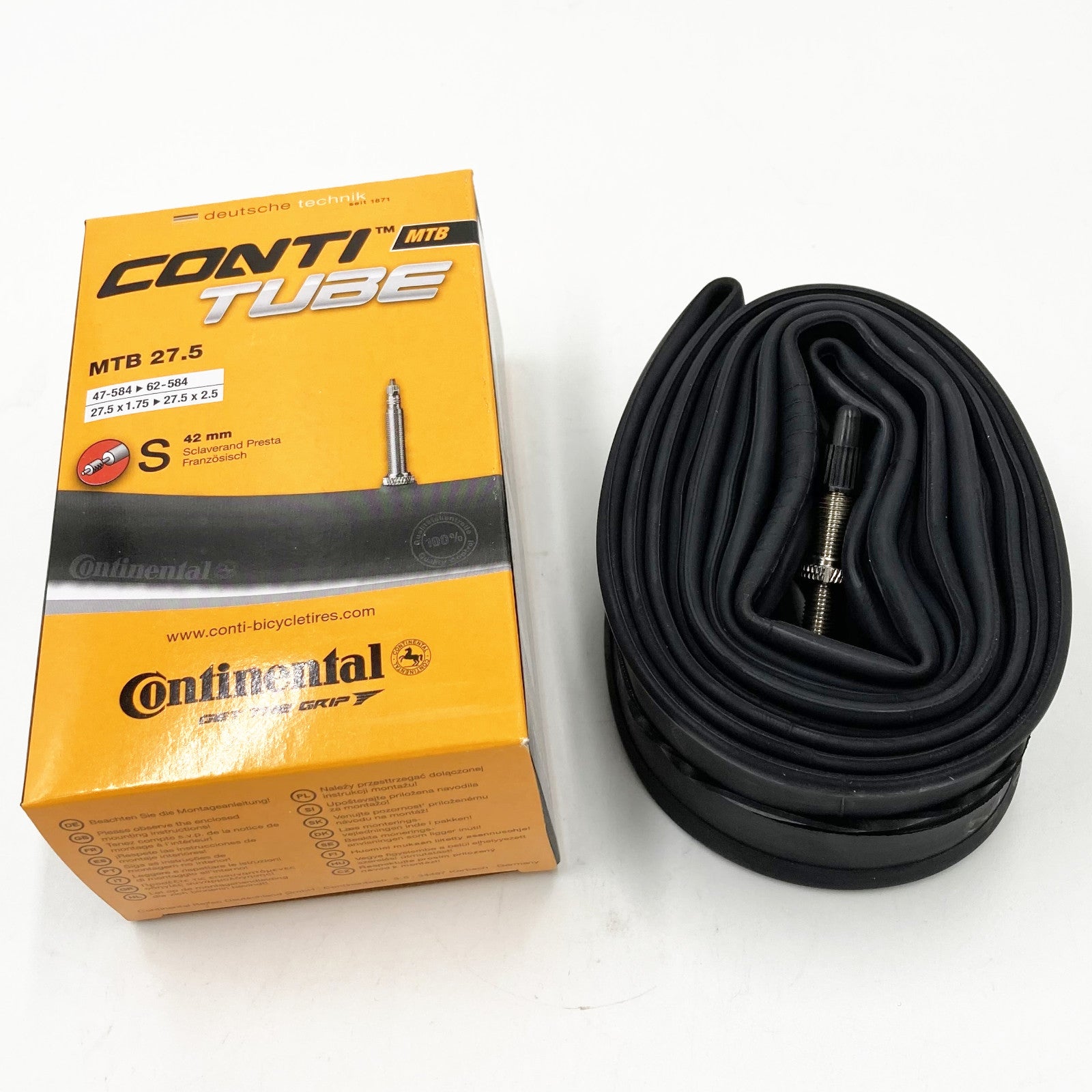 Continental MTB 27.5x1.75-2.5" 27.5 Inch Presta Valve Bike Inner Tube ...
